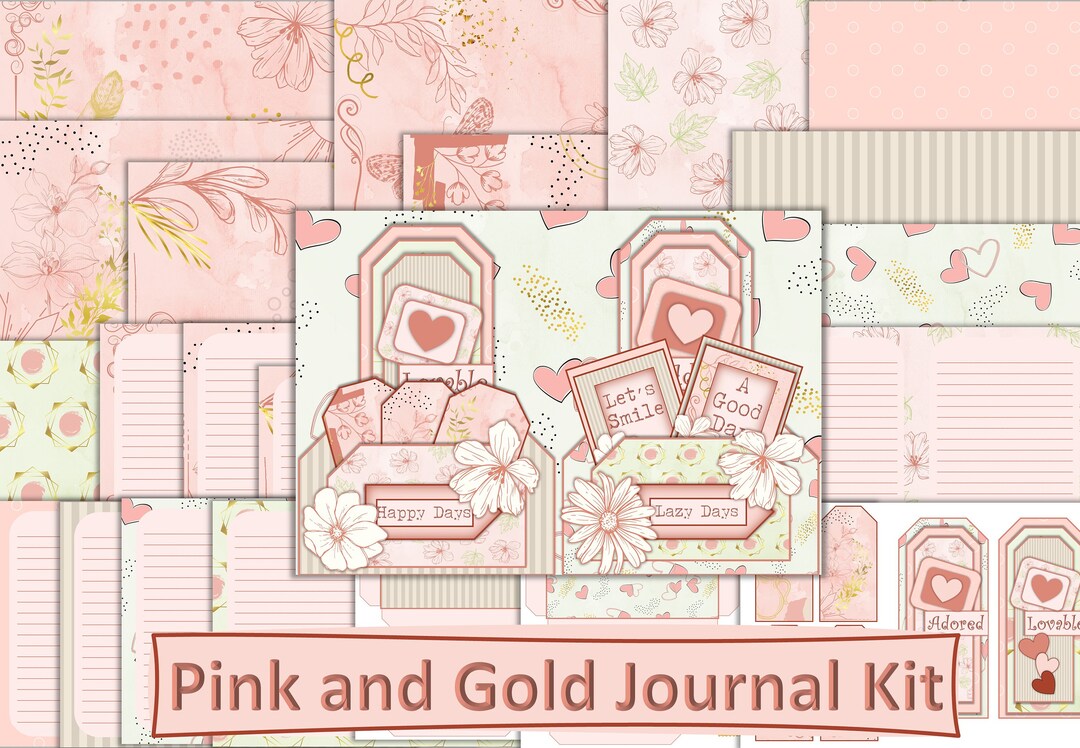 Printable Pink and Gold Modern Junk Journal Kit With Free - Etsy