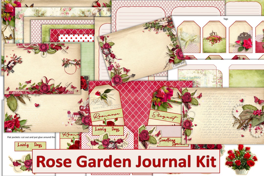 Red Roses Journal Kit With Free Ephemera. Journal Pages, Scrapbook ...