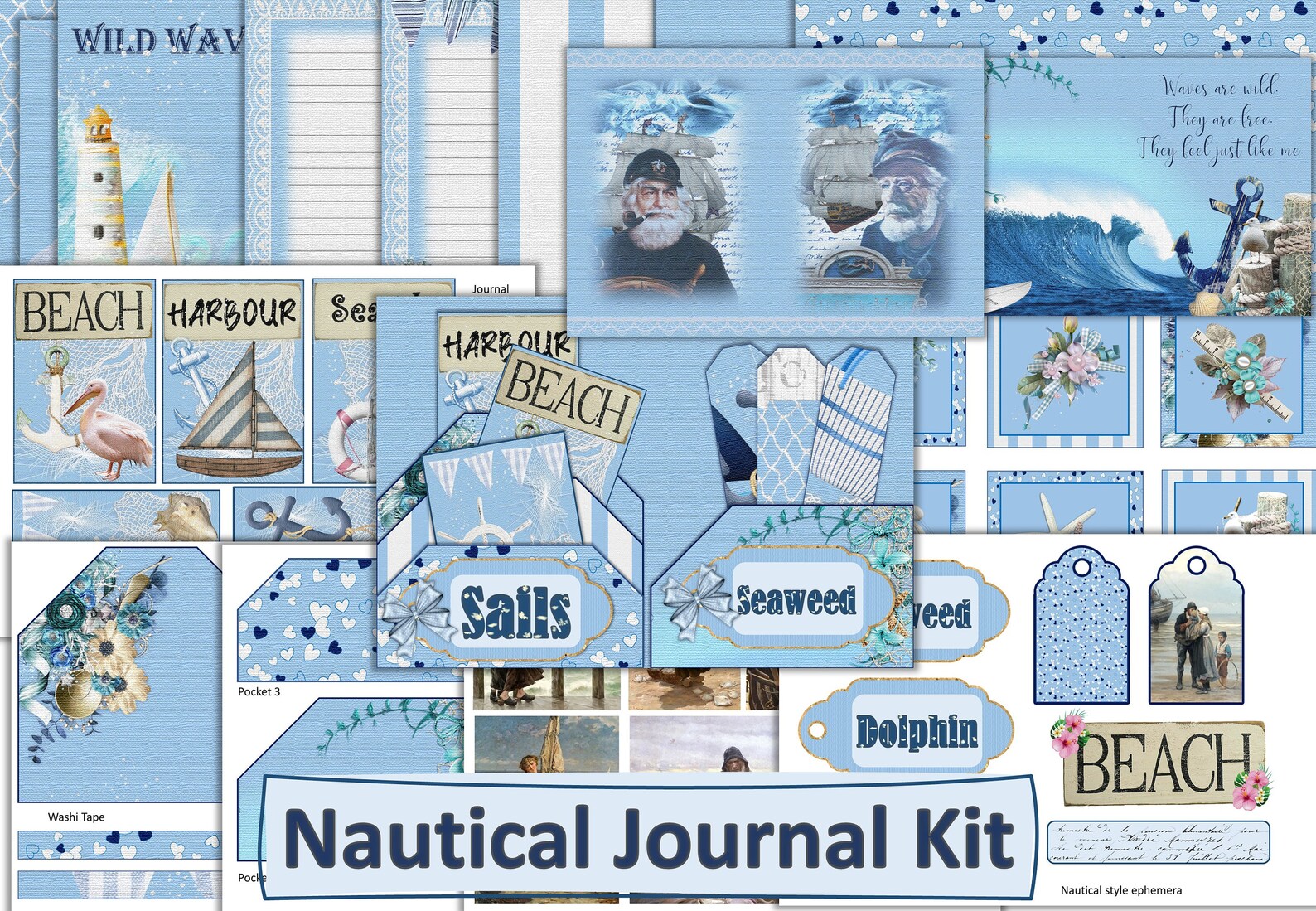 Nautical Journal Kit Seaside Beach Sea Sailing With Free | Etsy Canada