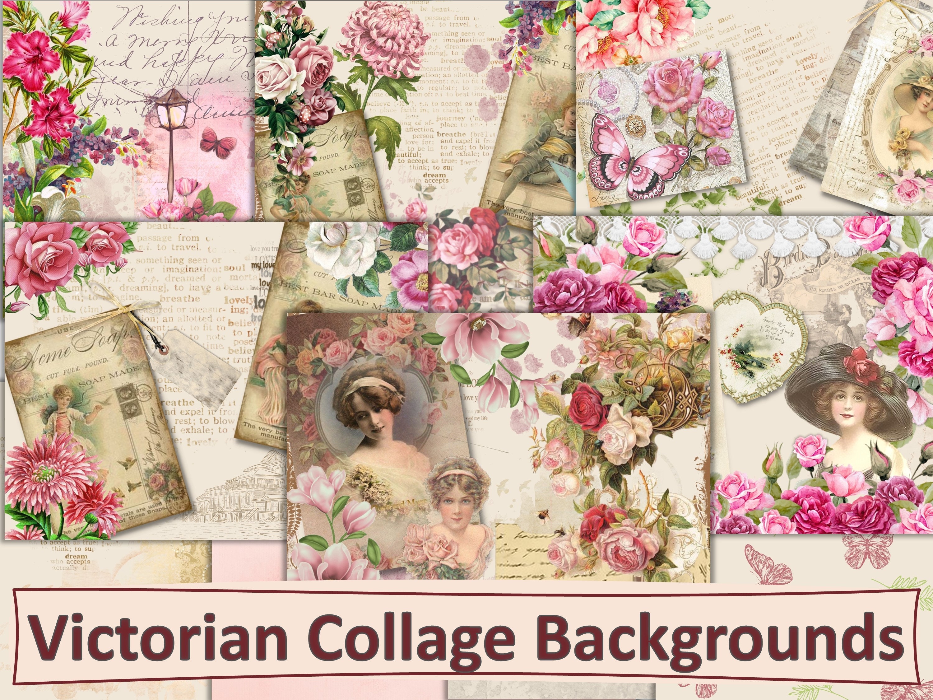 Printable Victorian Collage Journal Pages Backgrounds. 8.5 X | Etsy UK
