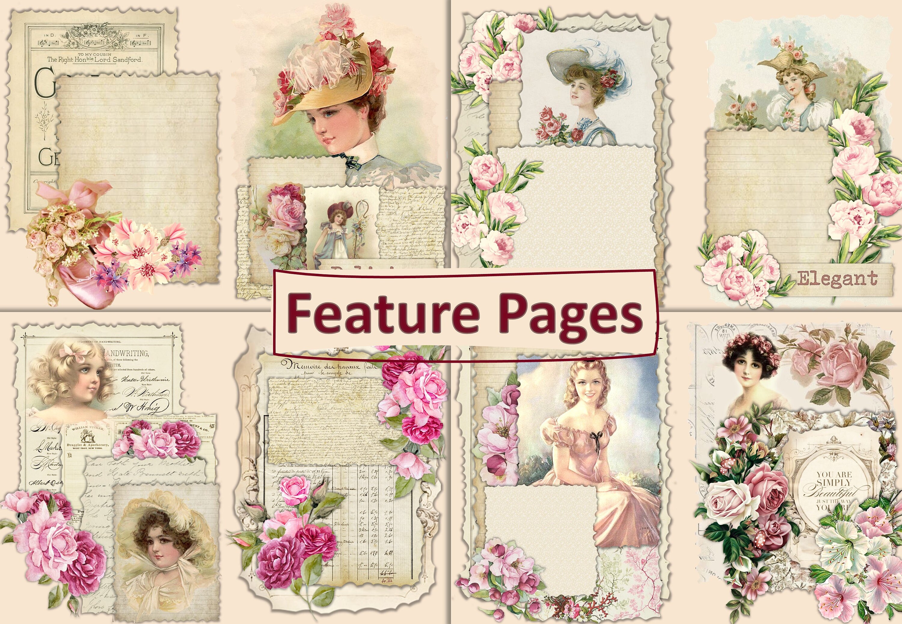 Printable Shabby Chic Vintage Journal Kit With Free Ephemera | Etsy
