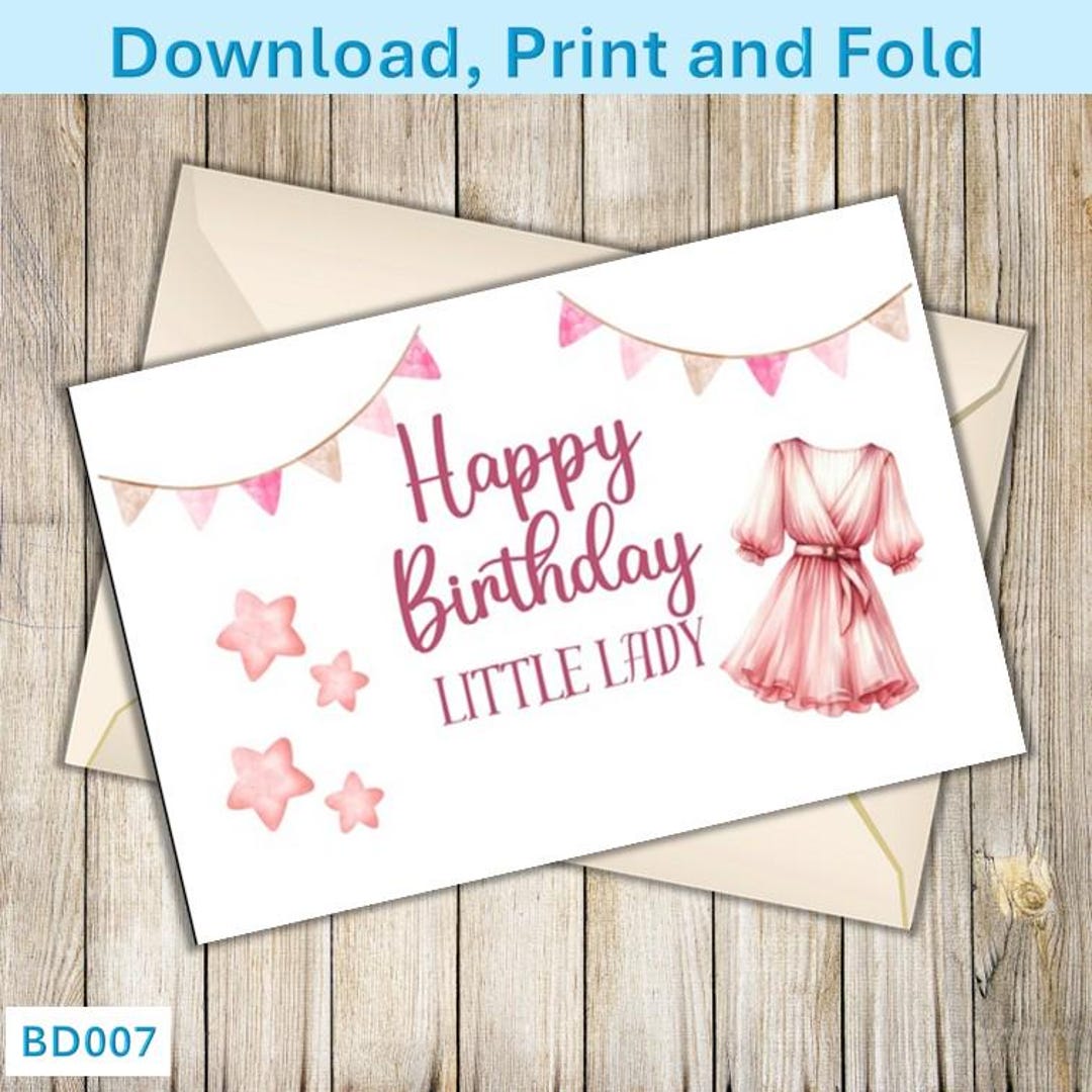 Printable Birthday Card, Download, Print and Fold. Happy Birthday ...