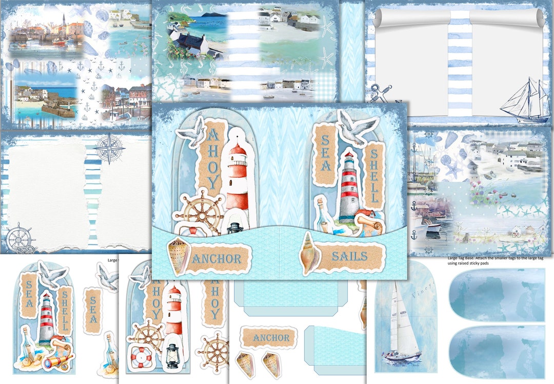 Printable Nautical Journal Kit set 5 With Free Ephemera. JPEG and PNG ...