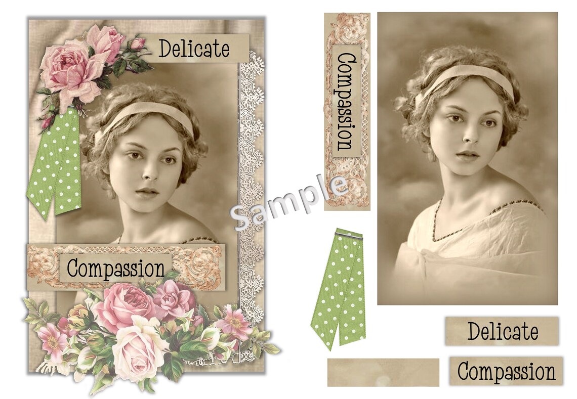 Printable Vintage Journal Cover Kit or Page Kit Card Front. | Etsy UK