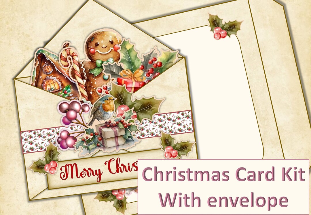 Printable Christmas Card Making Kit. With Inserts and Envelopes. JPEG ...