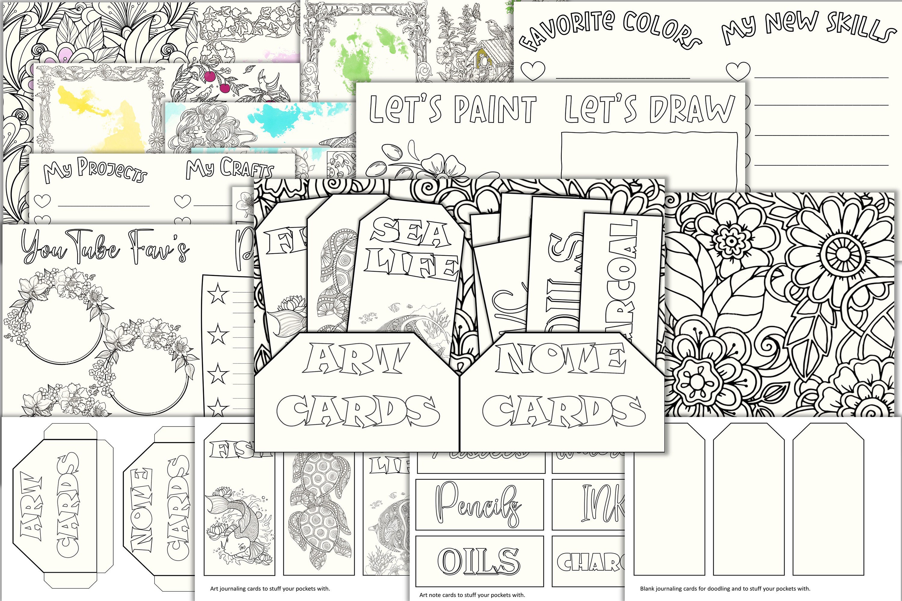Printable Art Journal Kit Colouring Pages Inspiration Pages - Etsy UK