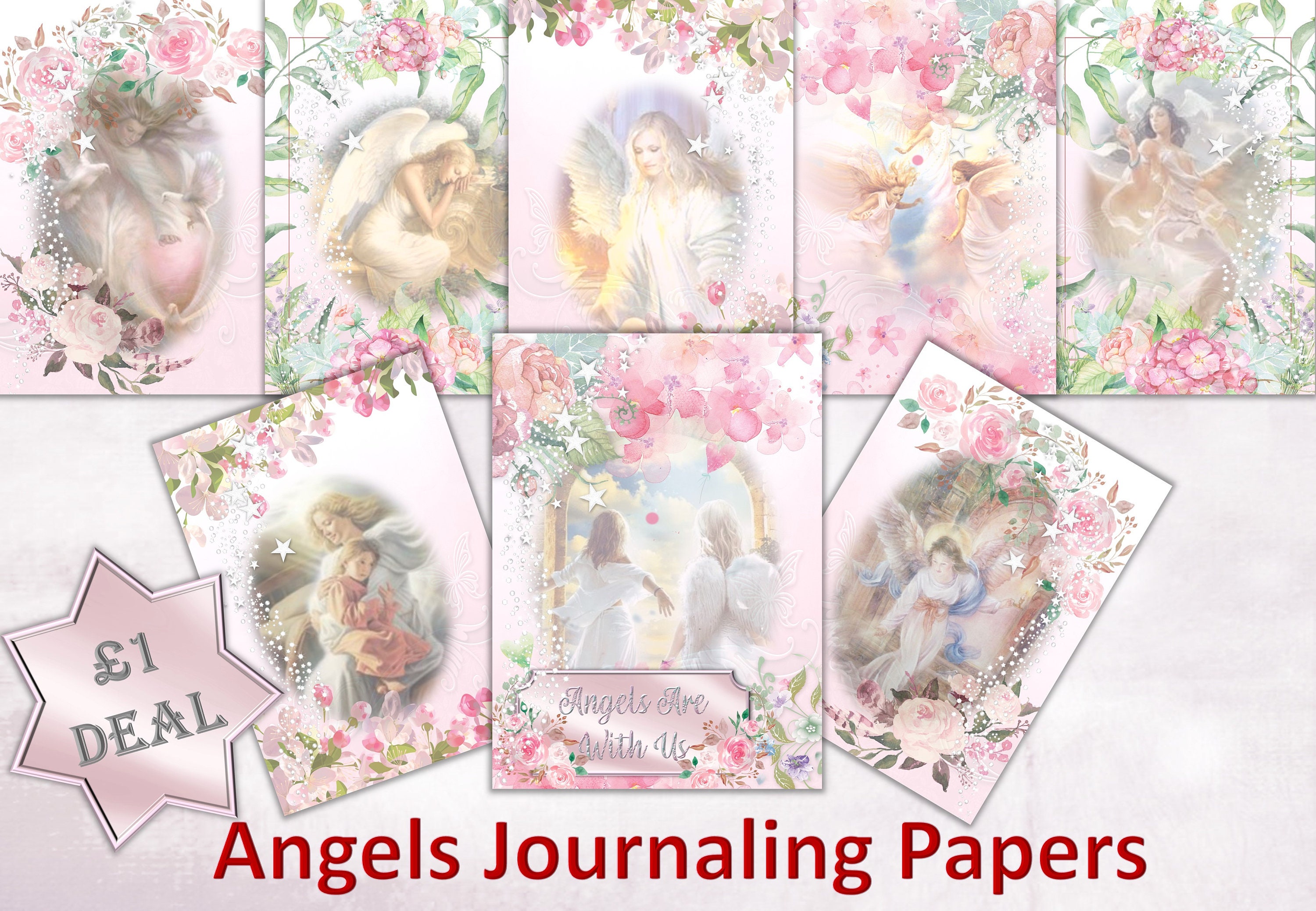 Printable Junk Journal Kit Angels JPEG and PDF format. | Etsy