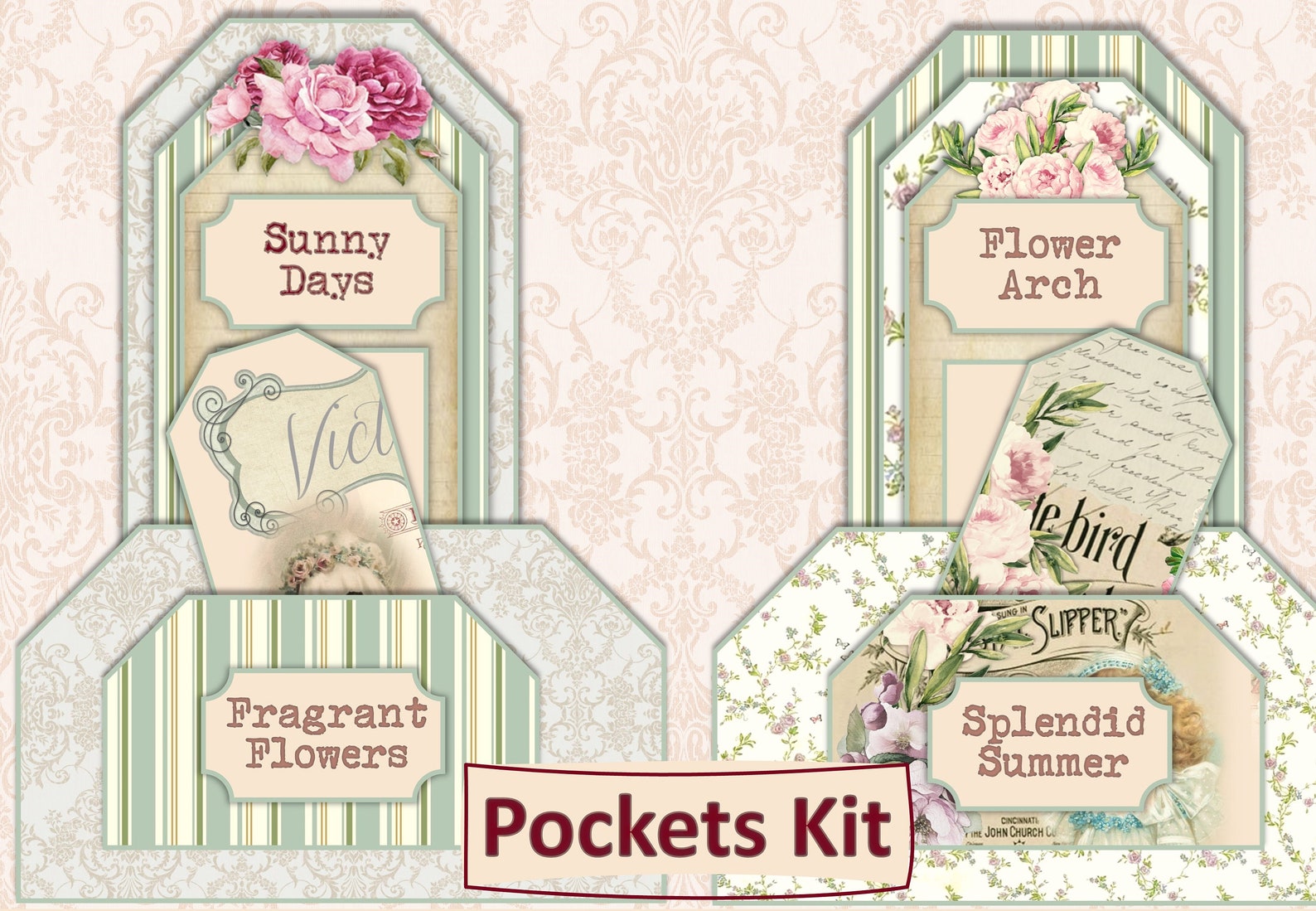 Printable Shabby Chic Vintage Journal Kit With Free Ephemera | Etsy