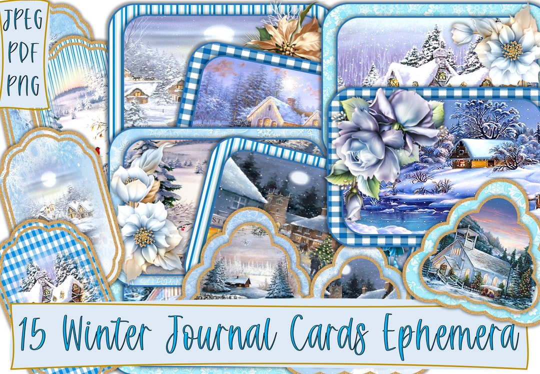 Christmas Winter Journal Cards Tags Ephemera. 15 Pieces. - Etsy UK