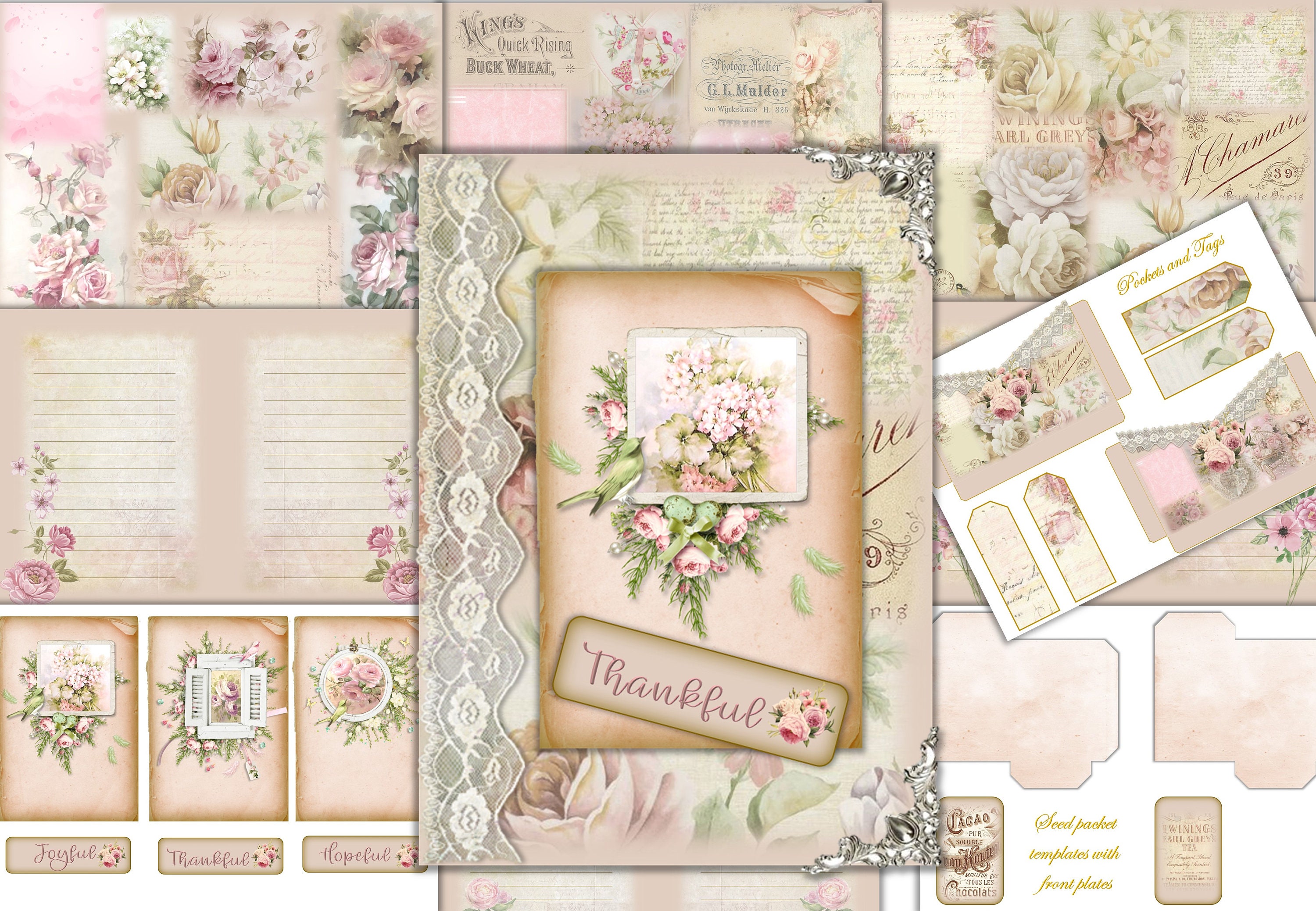 Paper Paper & Party Supplies Vintage Shabby chic junk journal printable ...