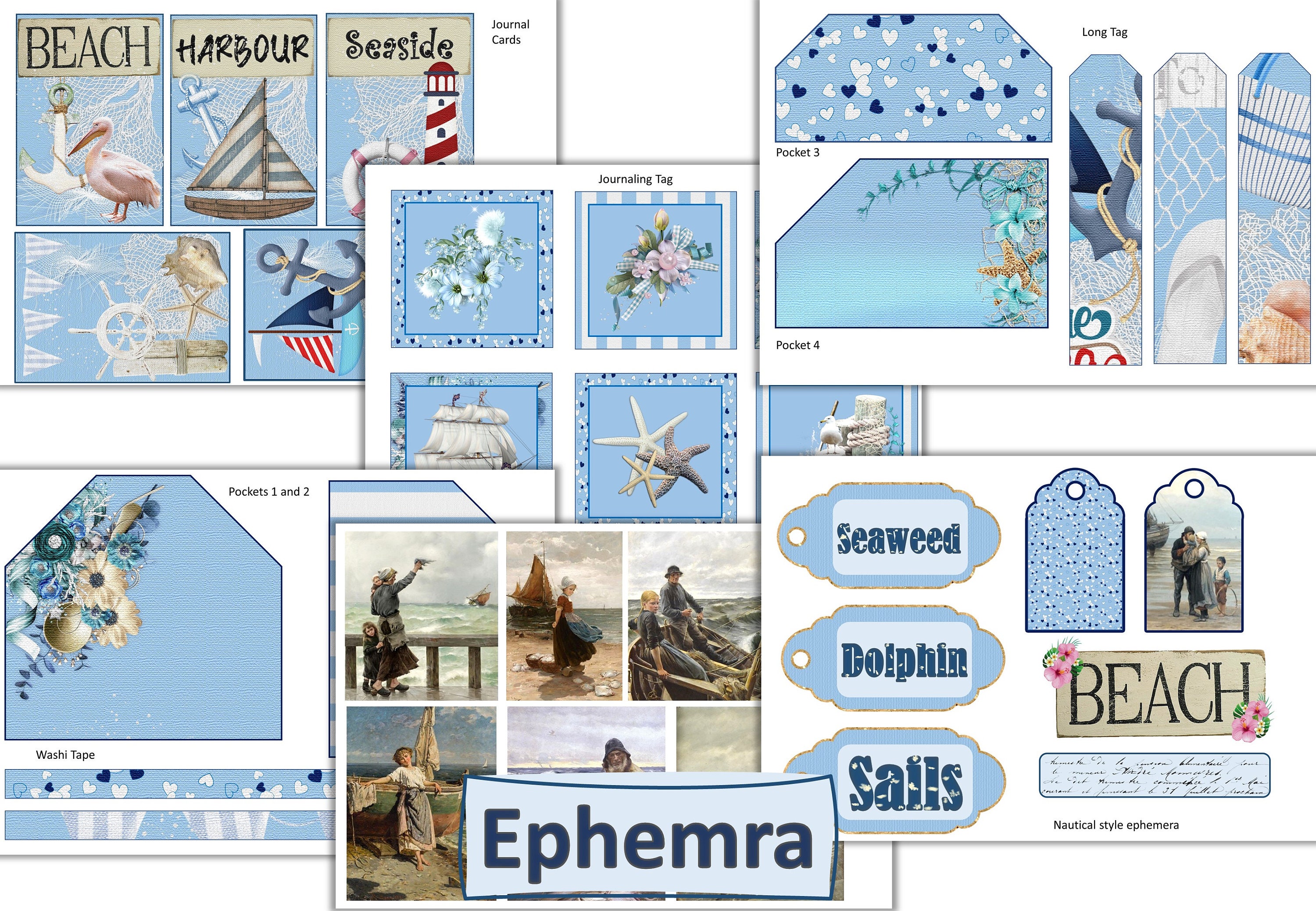 Nautical Journal Kit Seaside Beach Sea Sailing With Free | Etsy Canada