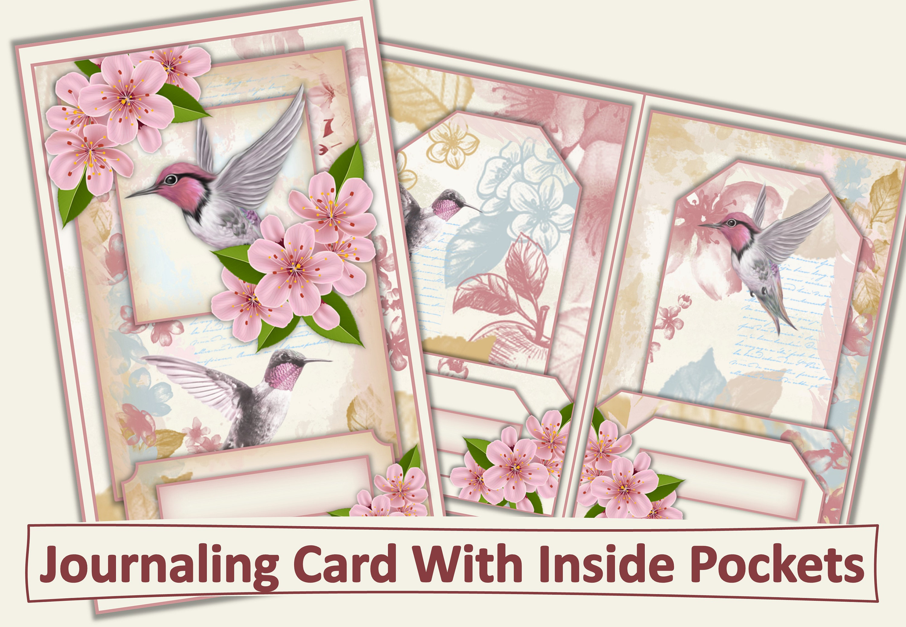 Printable Humming Bird Card Making Kit. Journal Card Folio | Etsy