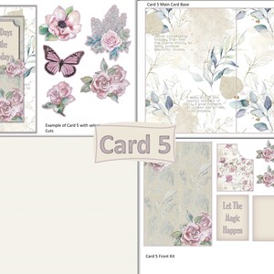 Printable Shabby Chic Card Making Kit, Five Cards Decoupage, Pockets ...