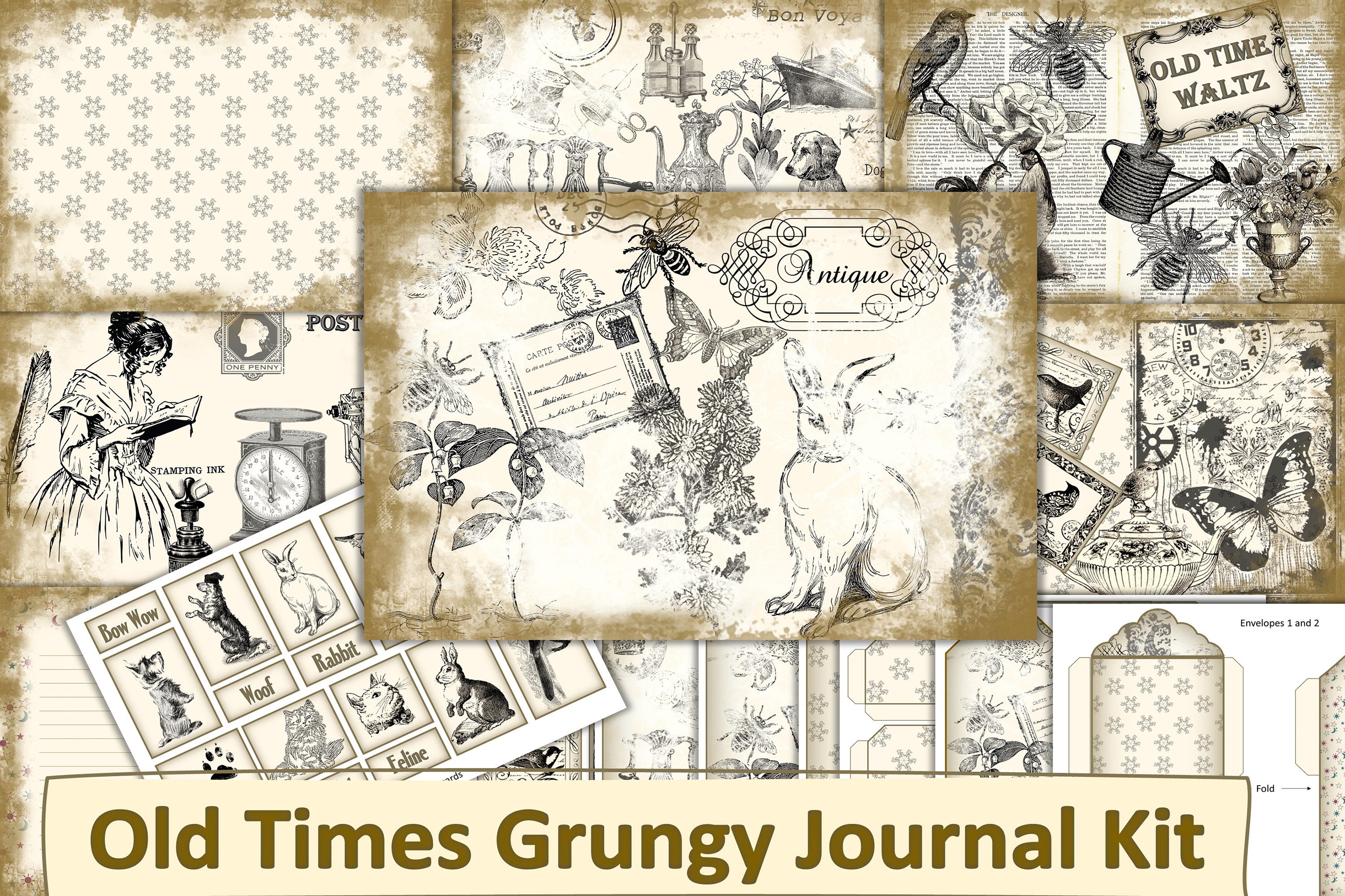 Printable Junk Journal Kit Old Time Vintage Grungy Journal - Etsy UK