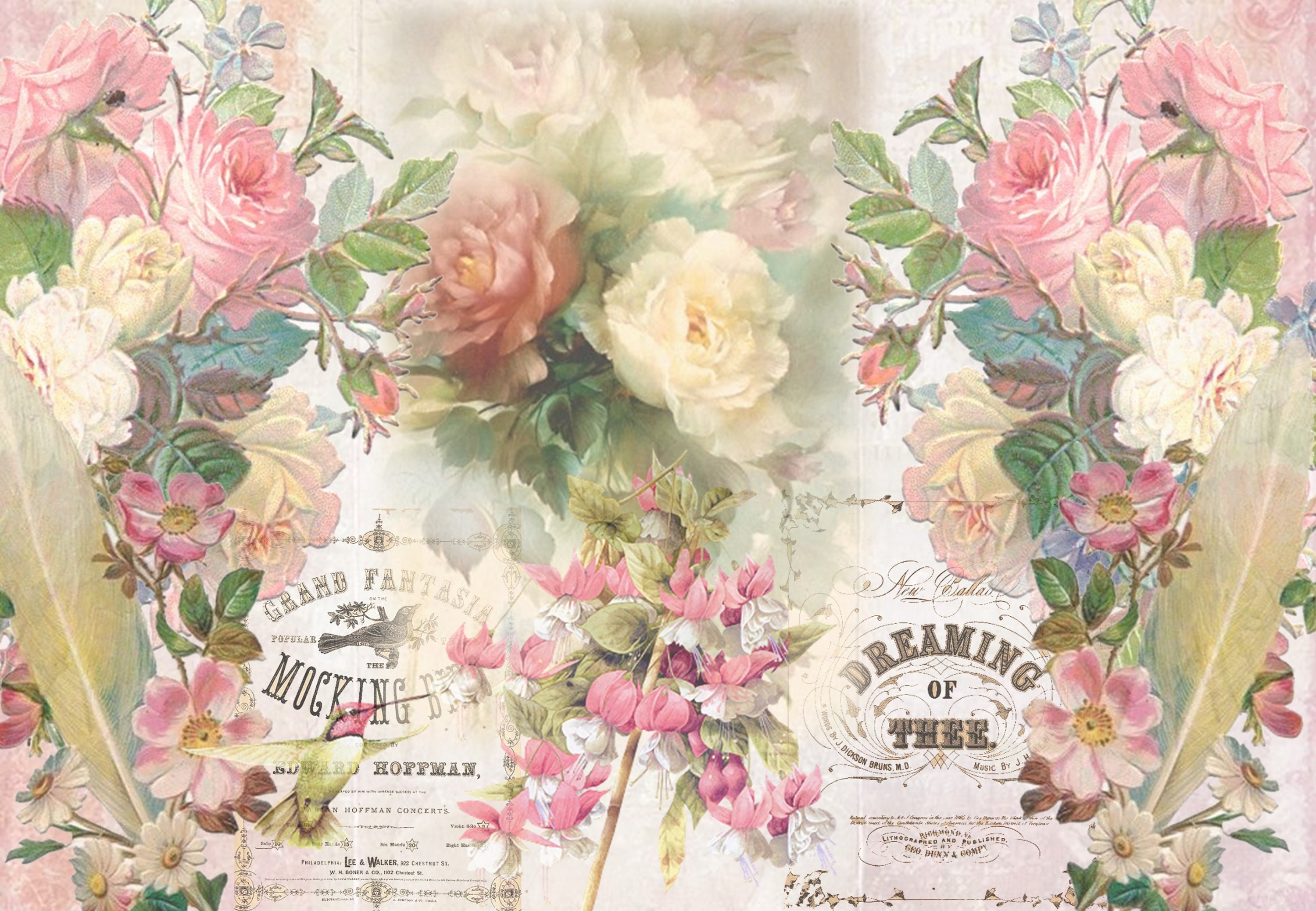 Printable Vintage Shabby Chic Backgrounds Digital Paper A4 - Etsy UK