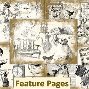 Printable Junk Journal Kit, Old Time Vintage Grungy Journal JPEG, PDF ...