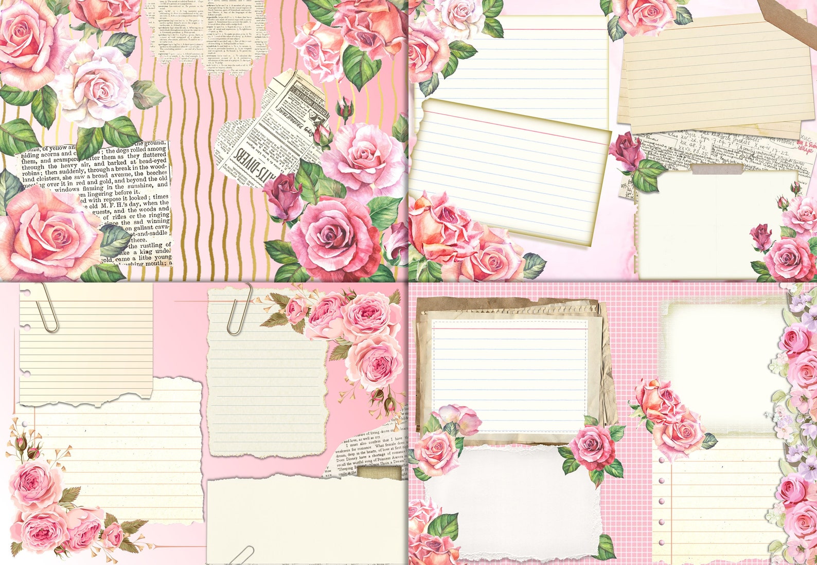 Printable Scrap Paper Junk Journal Kit With FREE Ephemera. 20 | Etsy