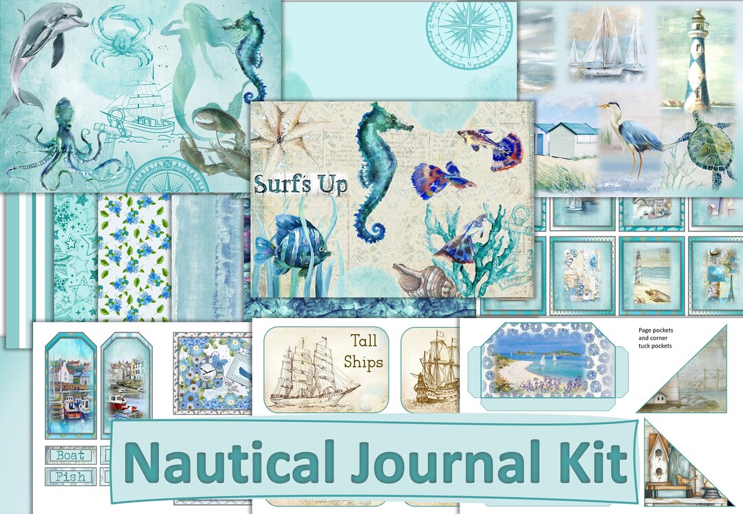 Printable Nautical Ships and Sea Life Journaling Kit With Free Ephemera ...
