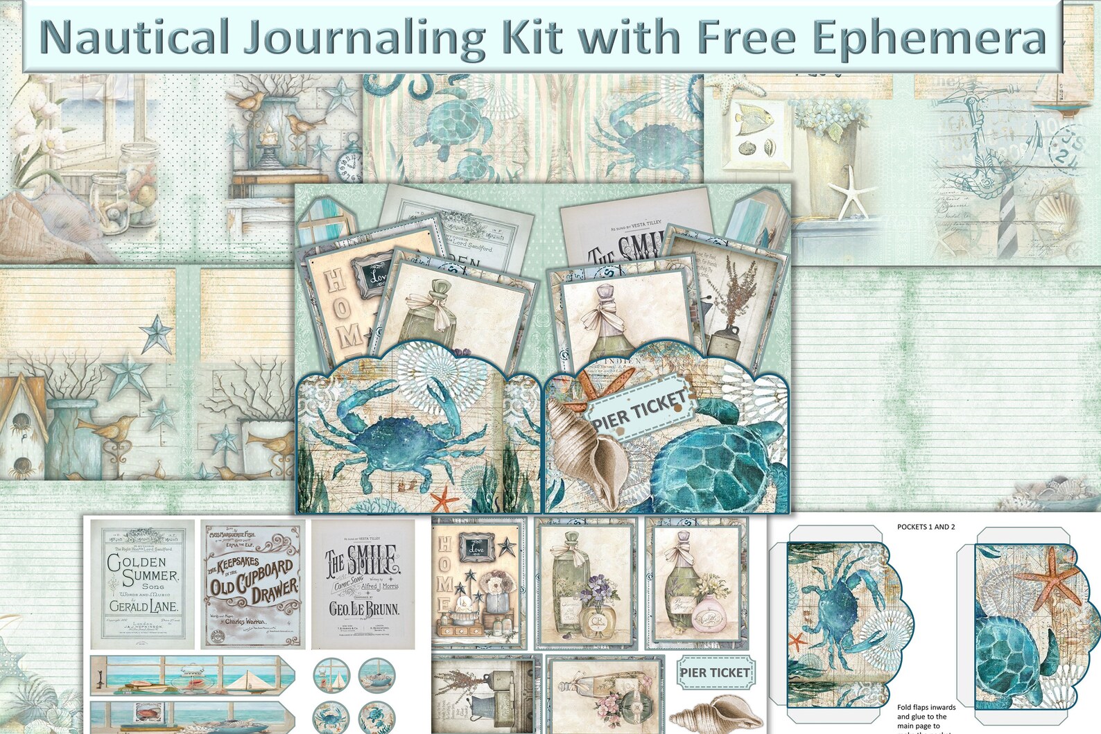 Printable Nautical Journaling Kit With Free Ephemera. JPEG, PDF and PNG ...