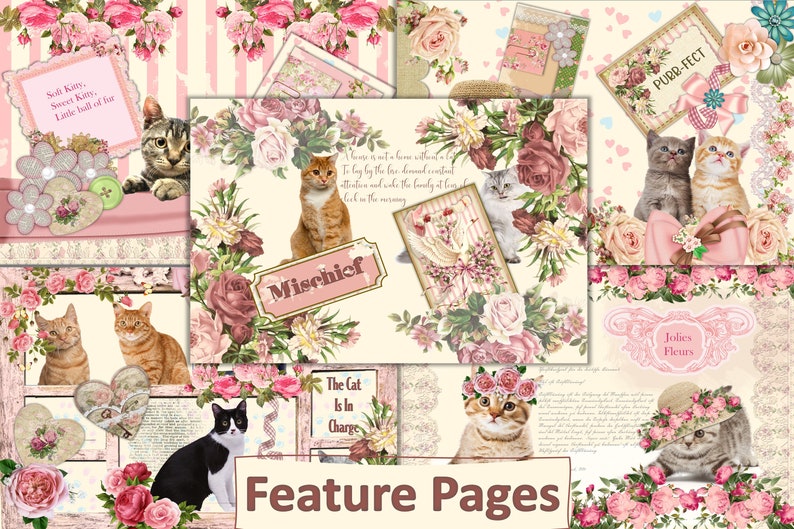 Shabby Chic Cats Journal Kit With Free Ephemera. JPEG PDF and - Etsy UK