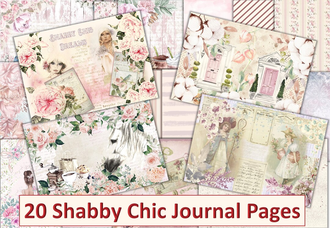 Printable Shabby Chic Collage Pages, 20 Journal Filler Pages ...