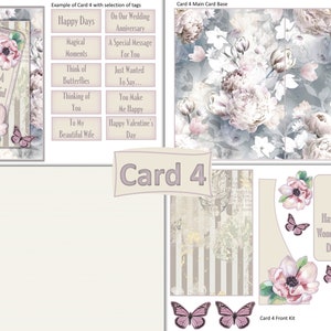 Printable Shabby Chic Card Making Kit, Five Cards Decoupage, Pockets ...