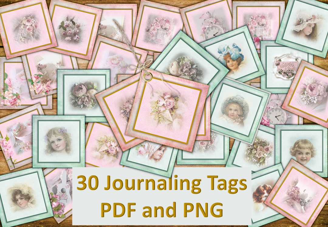 30 Printable Vintage Journaling Tags Ephemera in PDF and PNG - Etsy