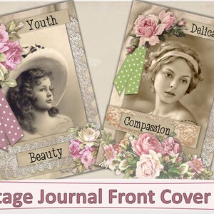 Printable Vintage Journal Cover Kit or Page Kit, Card Front. Vintage ...
