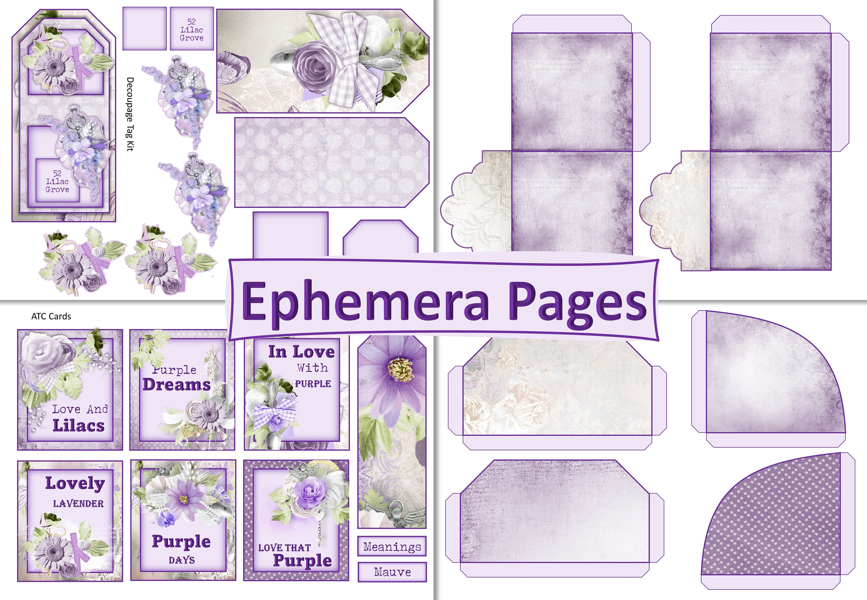 Printable Junk Journal Kit. Purple Dreams. Purple Backgrounds - Etsy