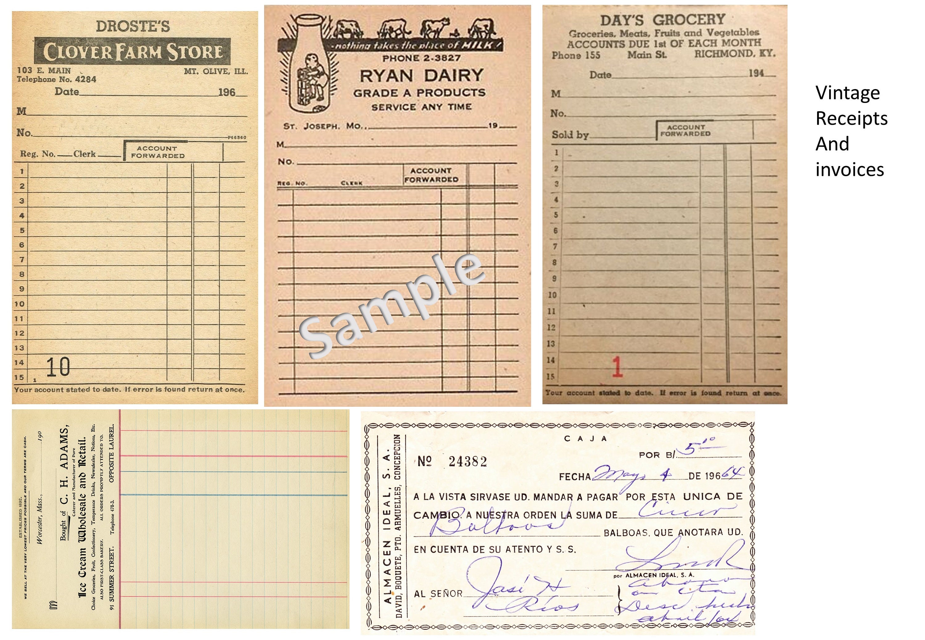 Printable Vintage Ephemera Pack Tickets Cards Receipts | Etsy