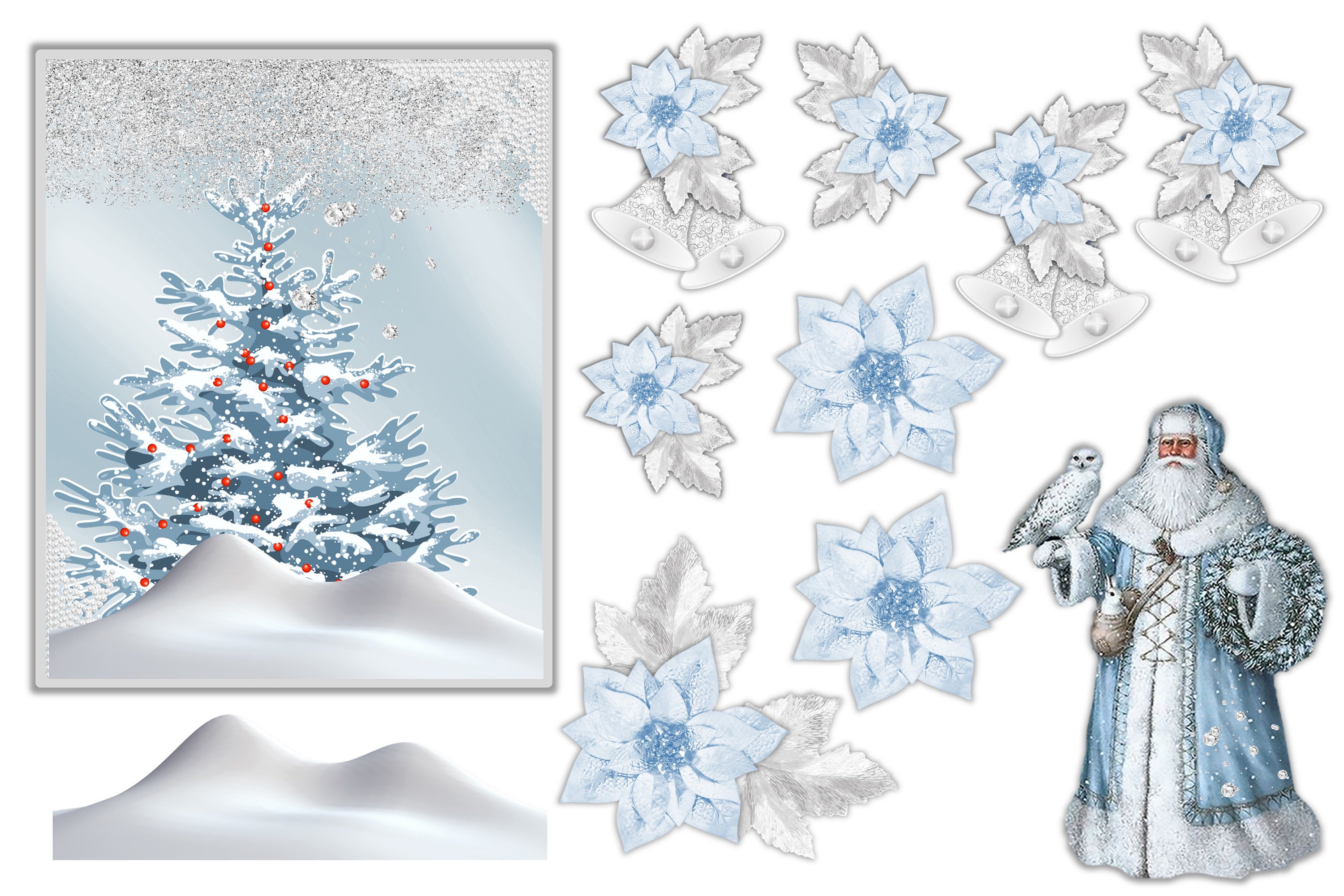 Christmas Clipart Bundle With Free Backgrounds Pack and Free | Etsy