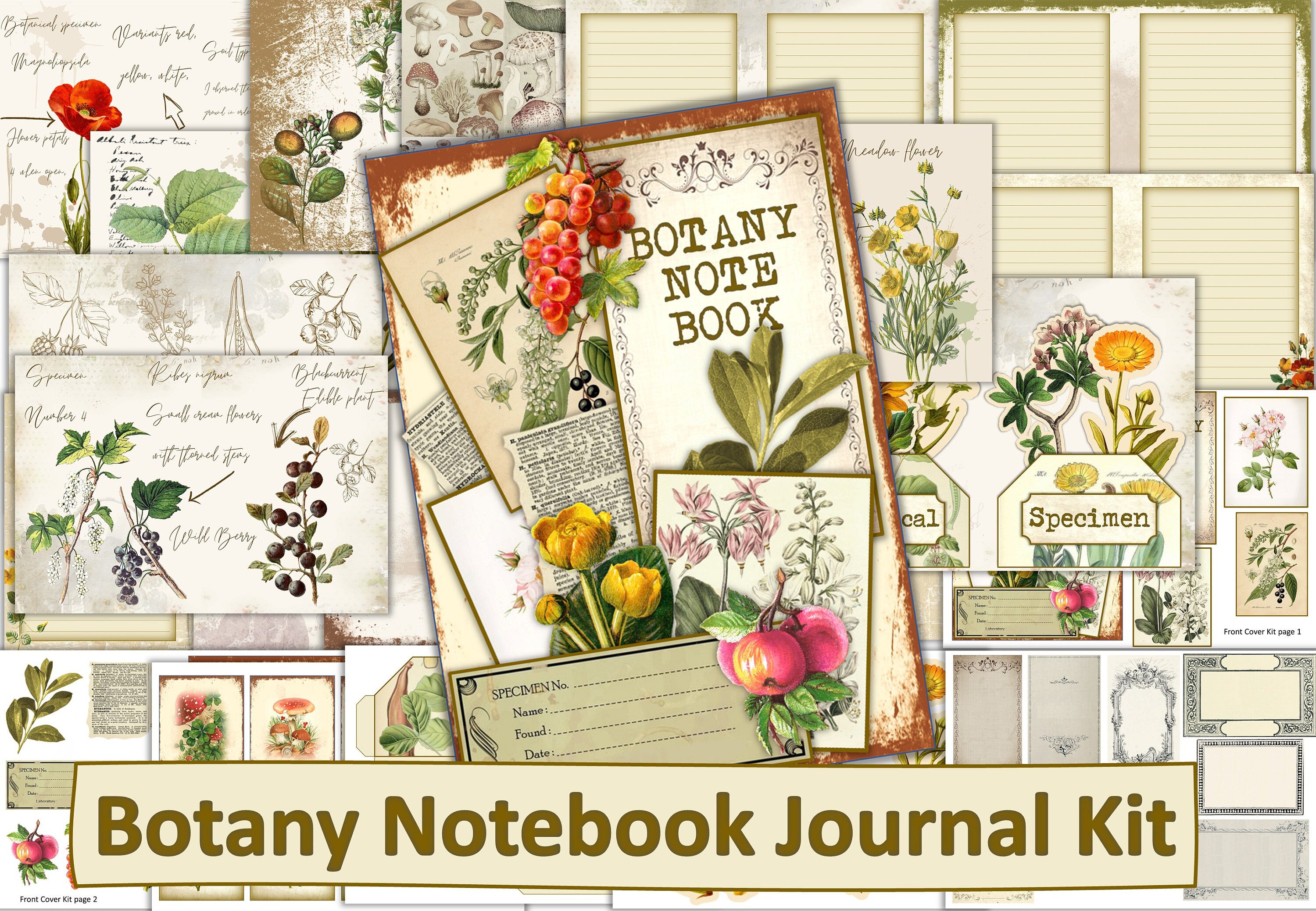 Printable Vintage Botanical Journal Kit With Free Ephemera. - Etsy