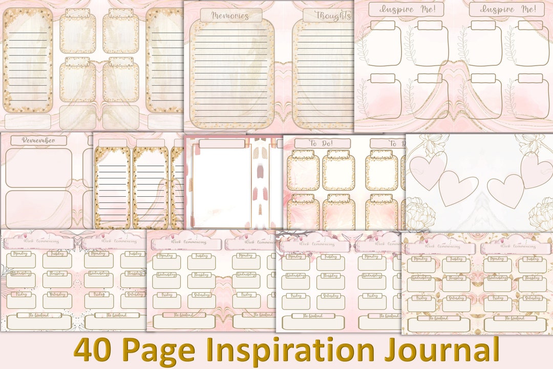 Printable Inspiration Journal. 40 Page Signature Plus Free Clipart and ...