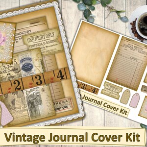 Printable Journal Cover Kit or Page Kit, Card Front. Vintage Paper ...