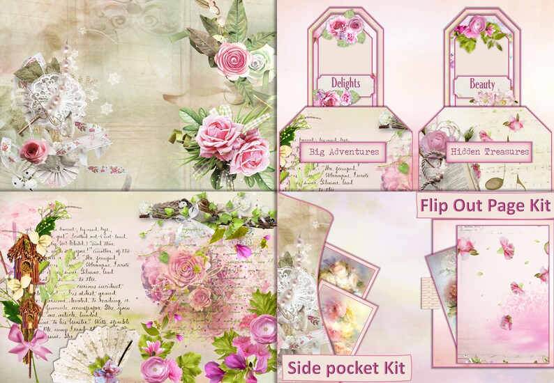Printable Journal Kit Shabby Chic Summer With Pockets Flip - Etsy