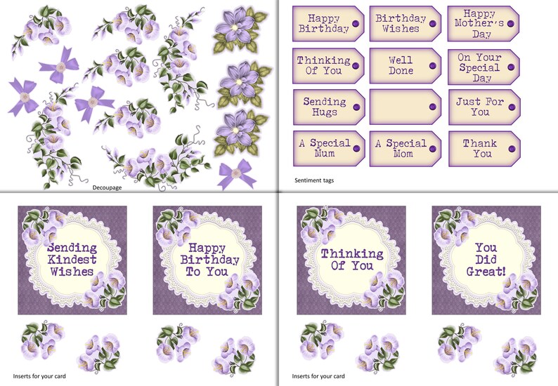 Printable Card Making Kit. Various Sentiment Tags With - Etsy