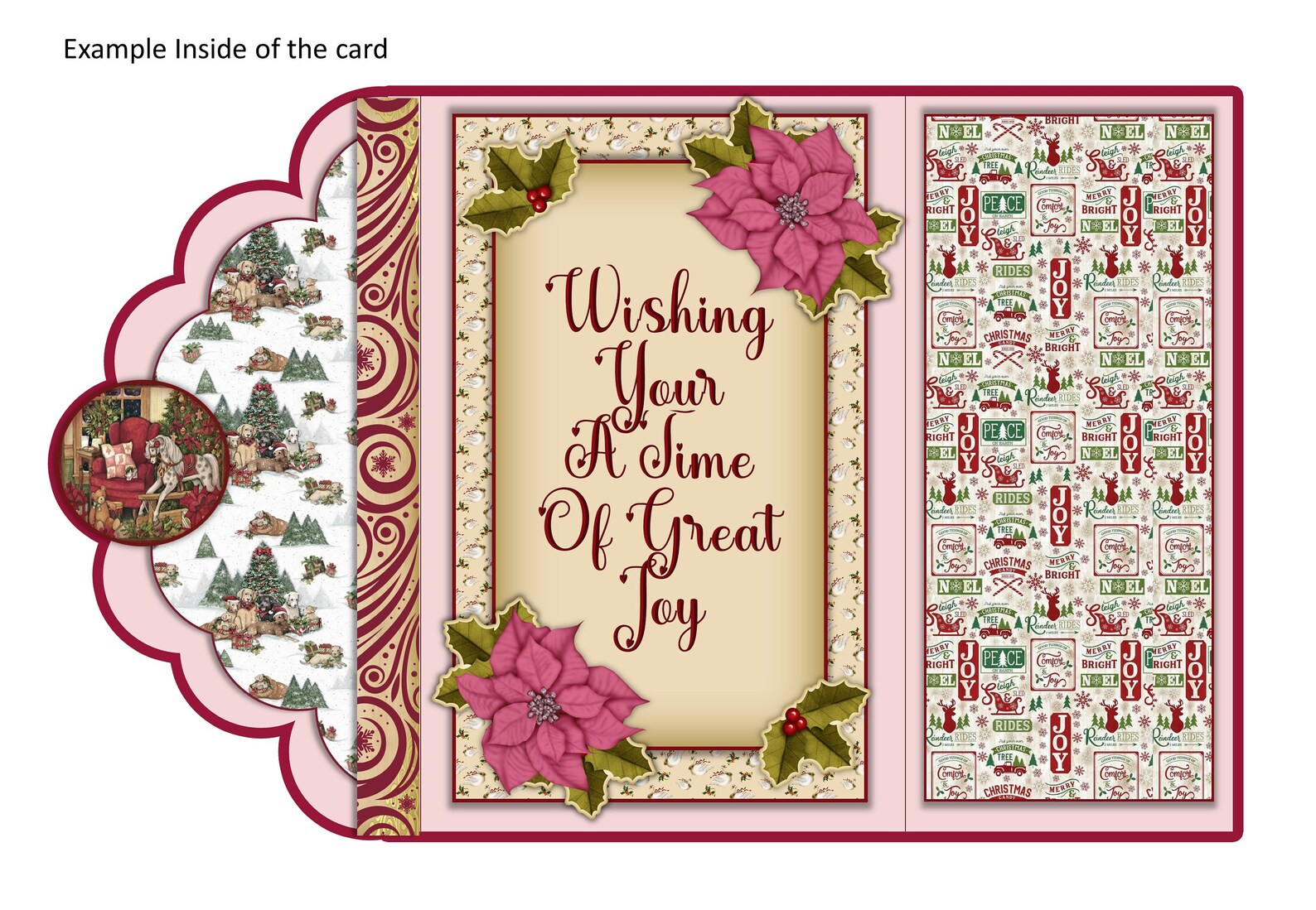 Christmas Tri Fold Folio Card With Decoupage and Pockets JPEG and PDF ...