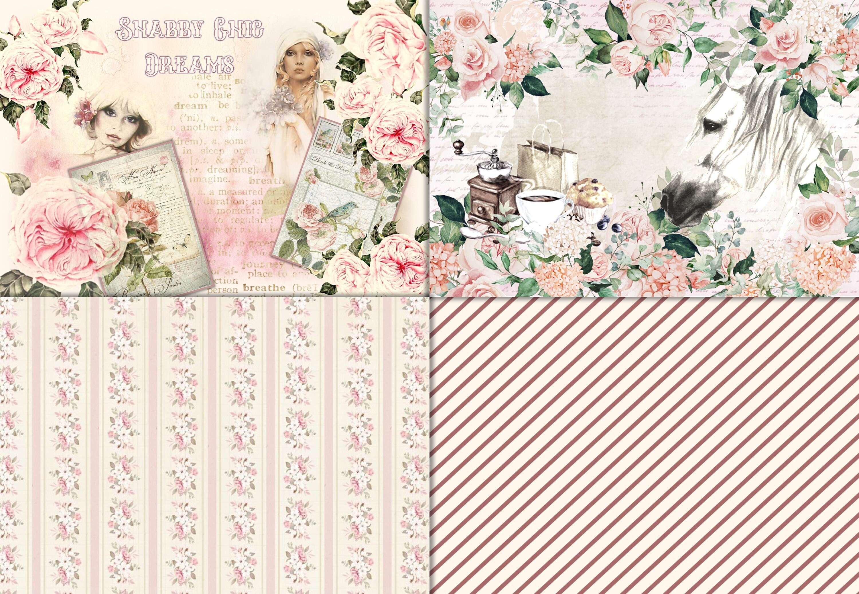 Printable Shabby Chic Collage Pages 20 Journal Filler Pages - Etsy