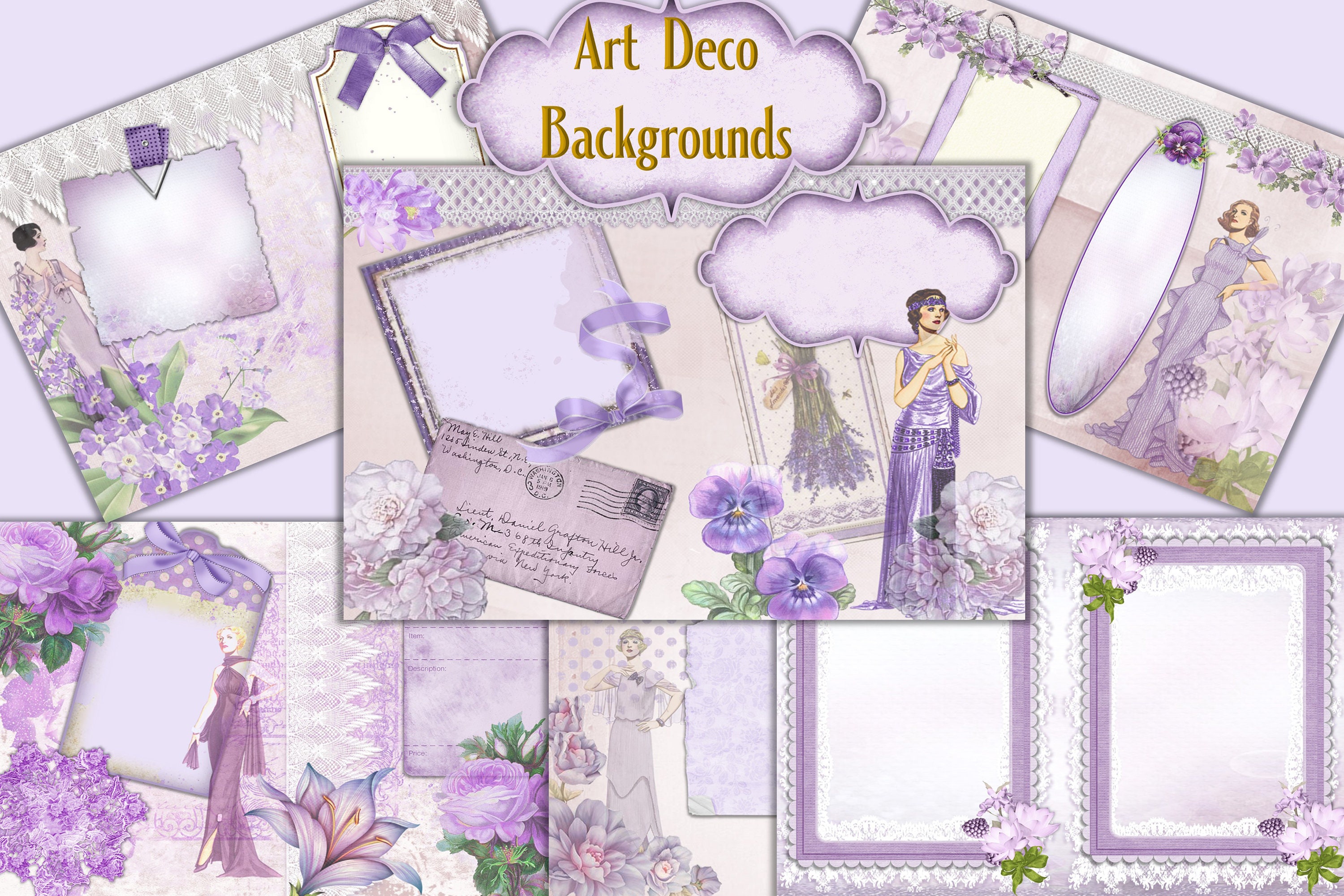 Art Deco Vintage Printable Journal Pages. JPEG Collage - Etsy UK