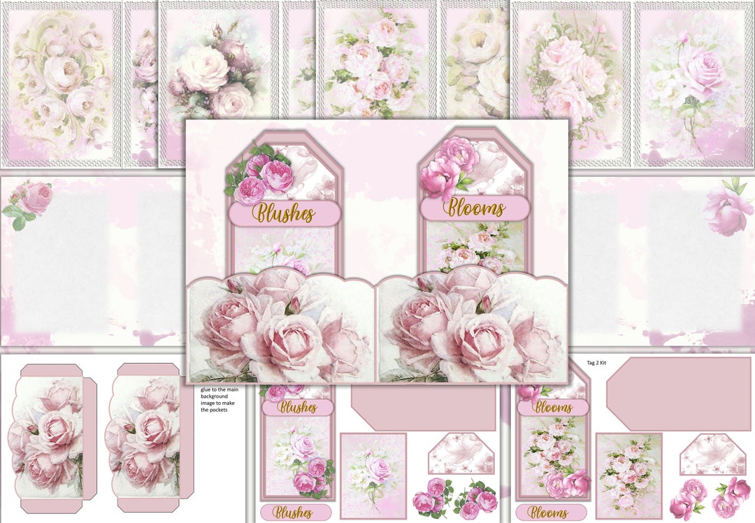 Printable Shabby Chic Journal Kit. Blushes and Blooms. Free Pockets and ...