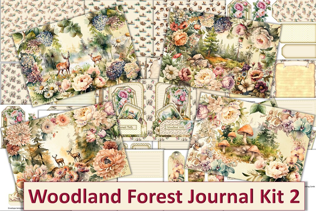 Printable Woodland Forest Junk Journal Kit 2 With Free Ephemera. JPEG ...
