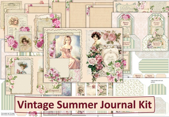 Printable Shabby Chic Vintage Journal Kit With Free Ephemera | Etsy
