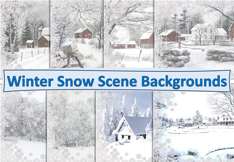 Printable Winter Snow Scene Backgrounds Journal Pages | Etsy