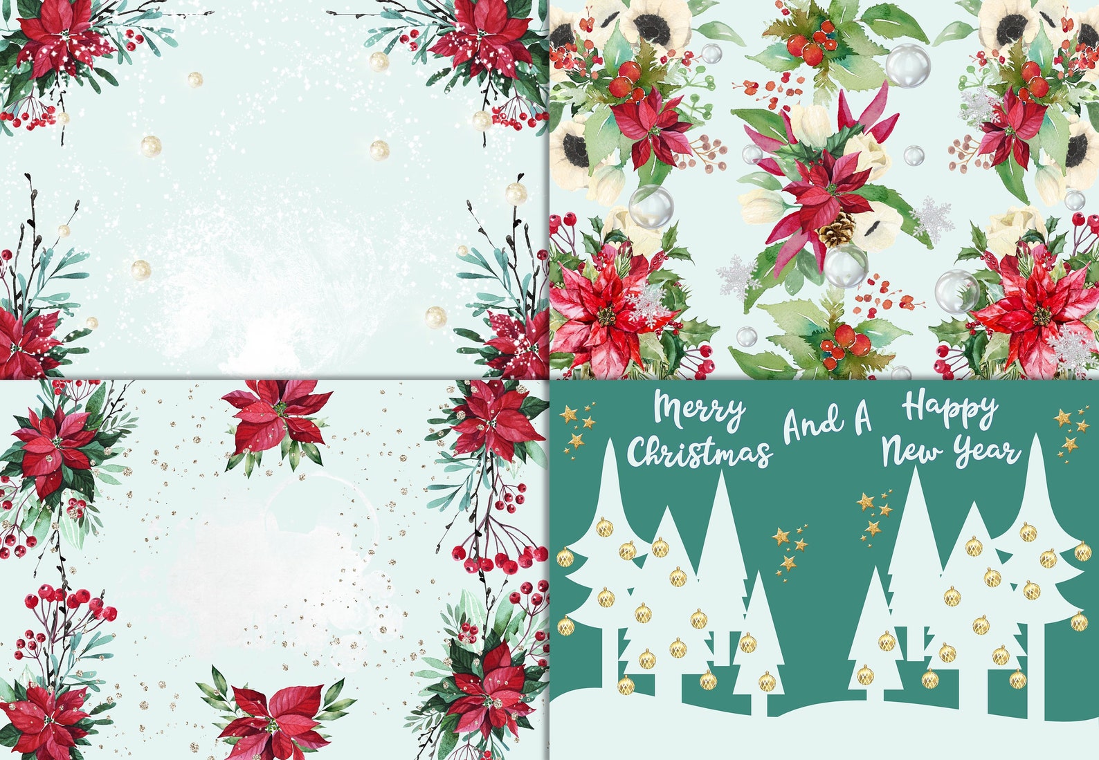 Printable Christmas Backgrounds With FREE Ephemera. JPEG PDF - Etsy Canada