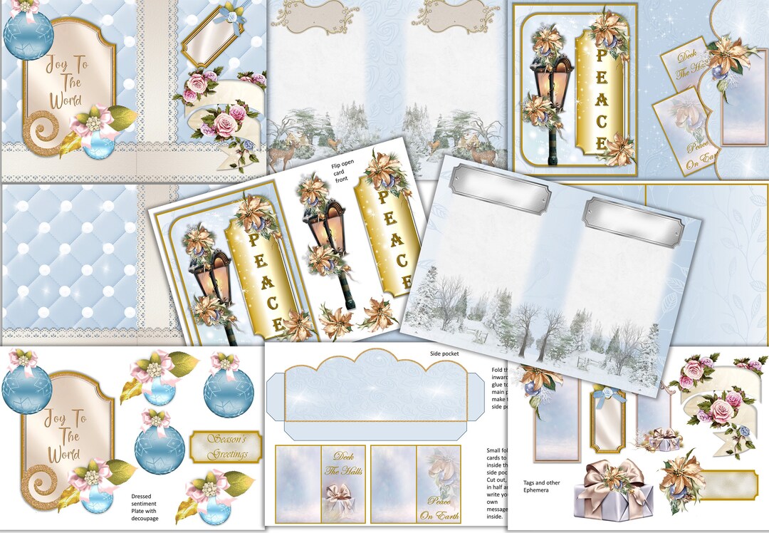Printable Blue Christmas Journal Kit JPEG Format. - Etsy
