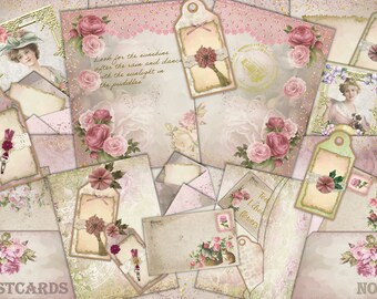 Printable Shabby Chic Vintage Journal Kit With Free Ephemera | Etsy