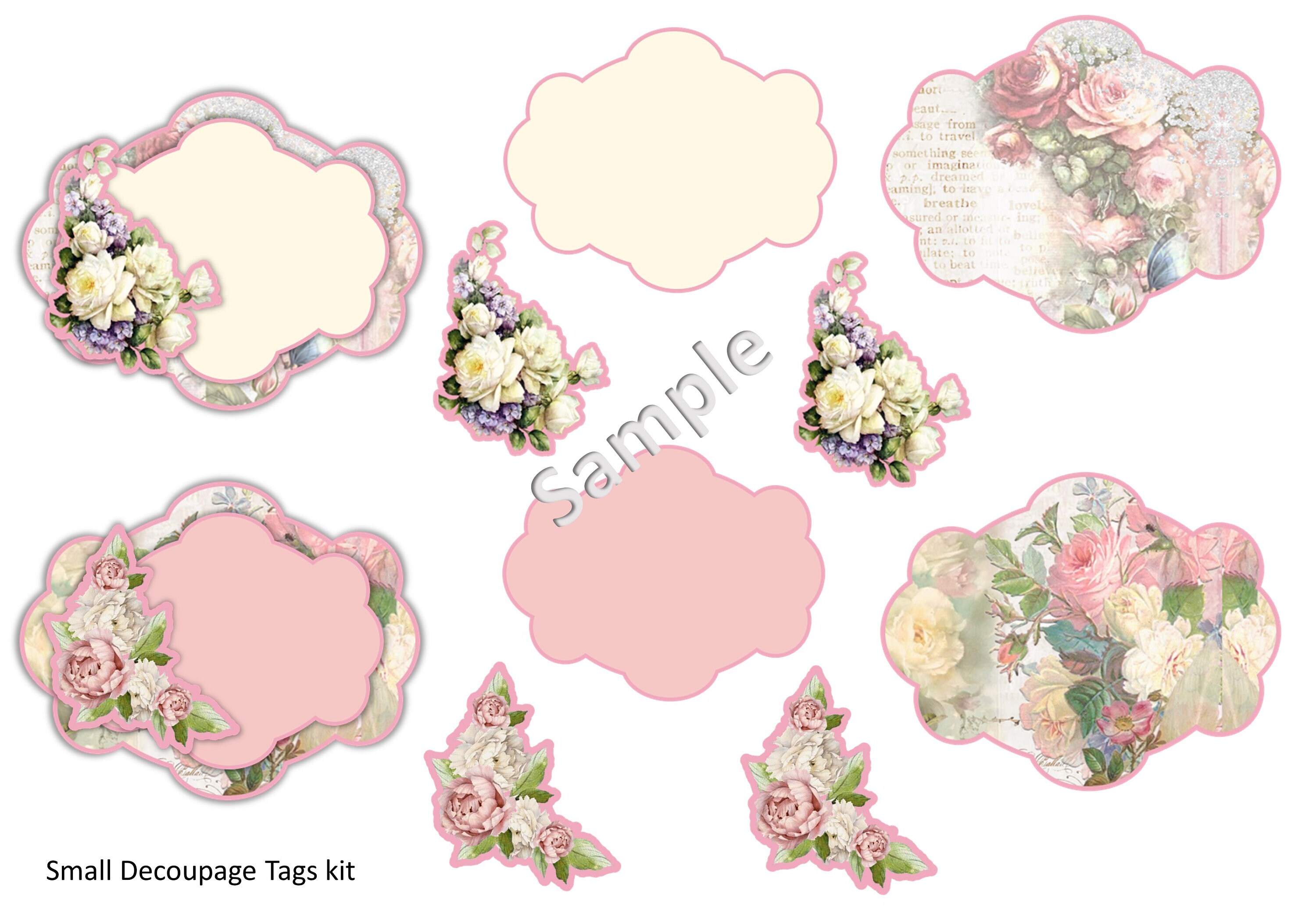 Shabby Chic Decoupage Ephemera Tags for Journals and Card - Etsy