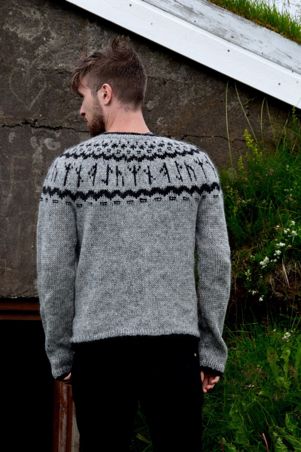 Icelandic Sweater With Rune Pattern - Etsy