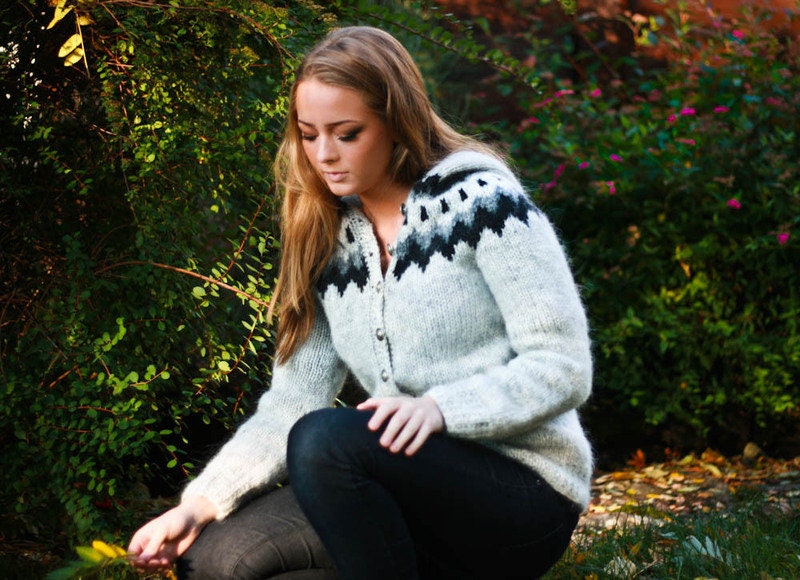 Cardigan, Handknitted From Pure Icelandic Wool. - Etsy