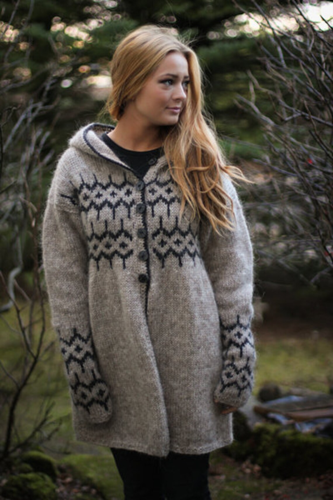 Cardigan, Handknitted From Pure Icelandic Wool. - Etsy